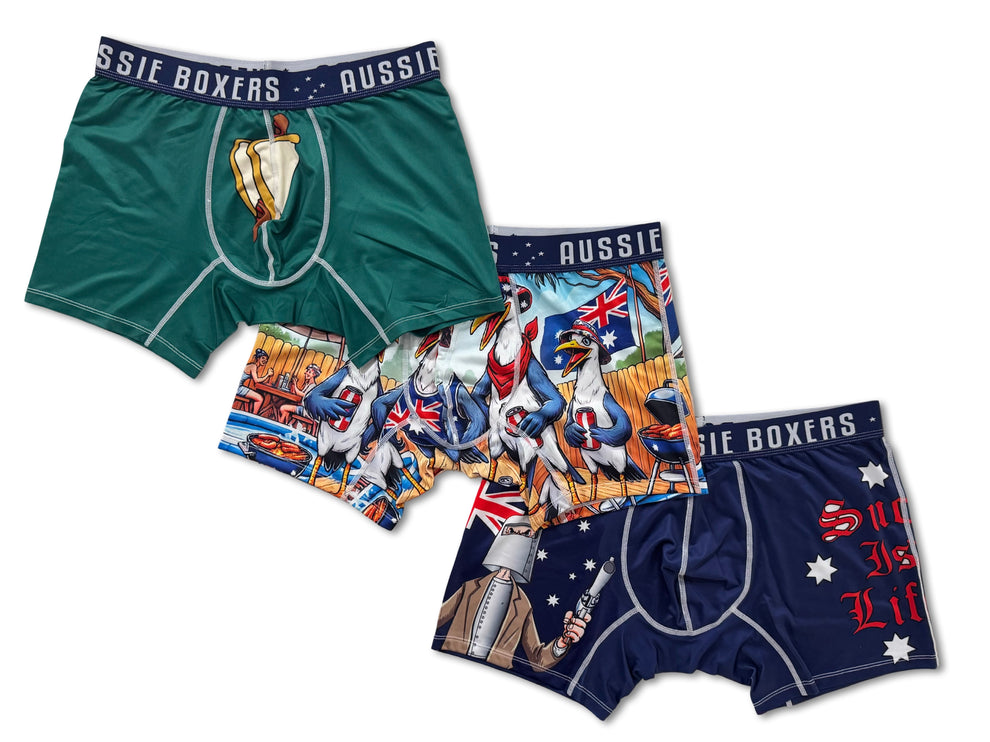 🔥NEW🔥 3 PACK Men's Aussie Tackle Boxers | SNAG HOUSE – Footy-shorts.com.au