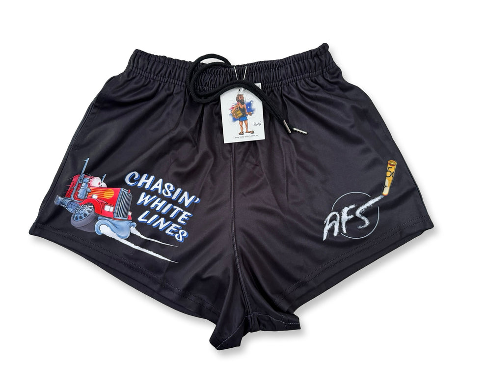 Chasing White Lines Footy Shorts (With Pockets) – Footy-shorts.com.au